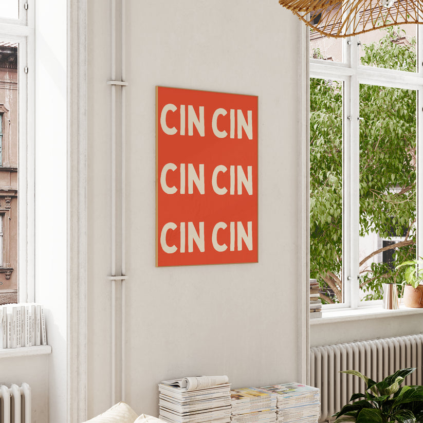Cin Cin Cin | Cream and Red | Art Print – Wisdom and Wonder Designs