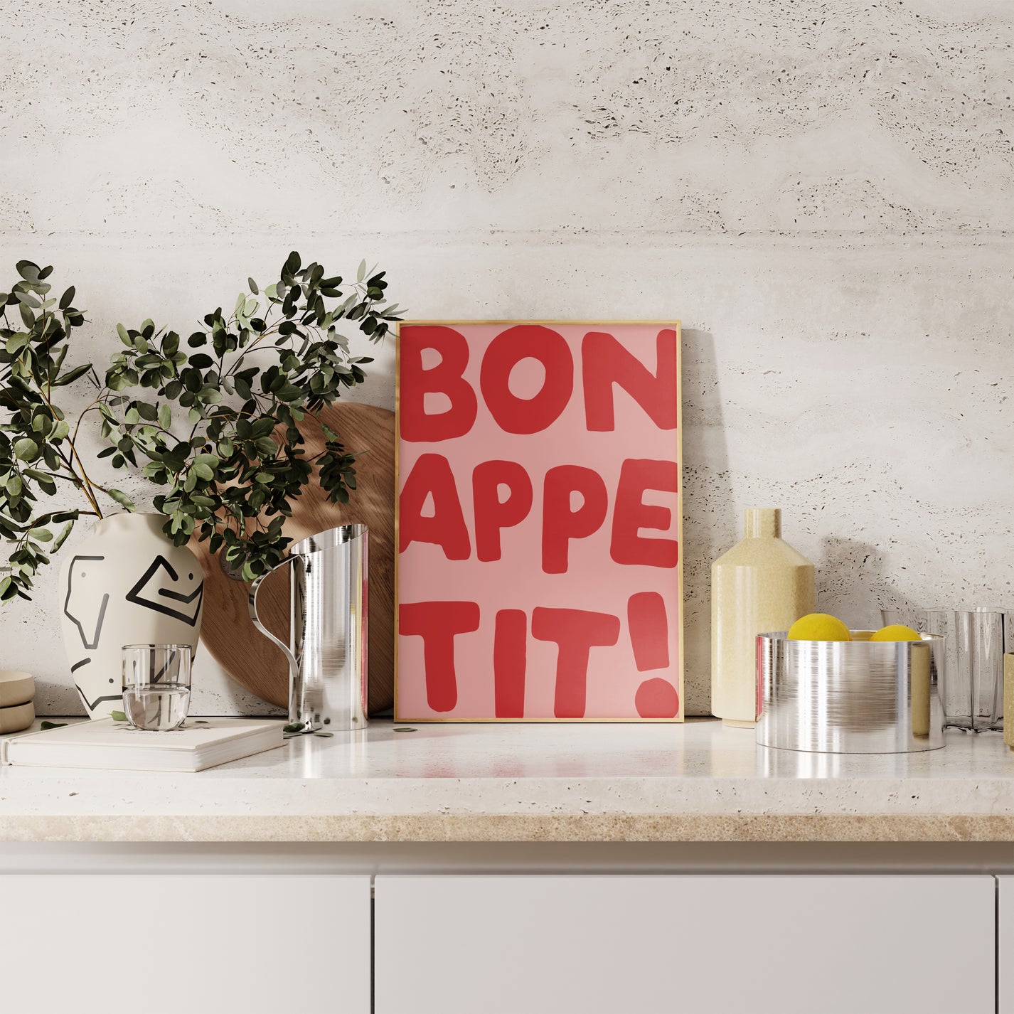 Bon Appetit! | Red and Pink | Art Print – Wisdom and Wonder Designs