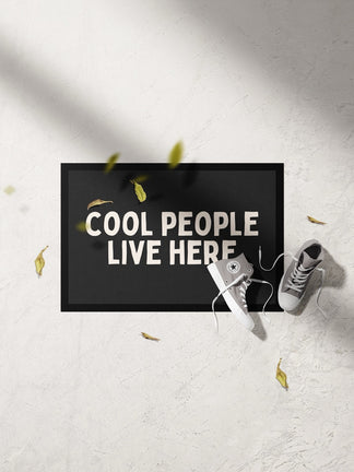 Cool People Live Here | Cream and Charcoal | Indoor Door Mat – Wisdom ...