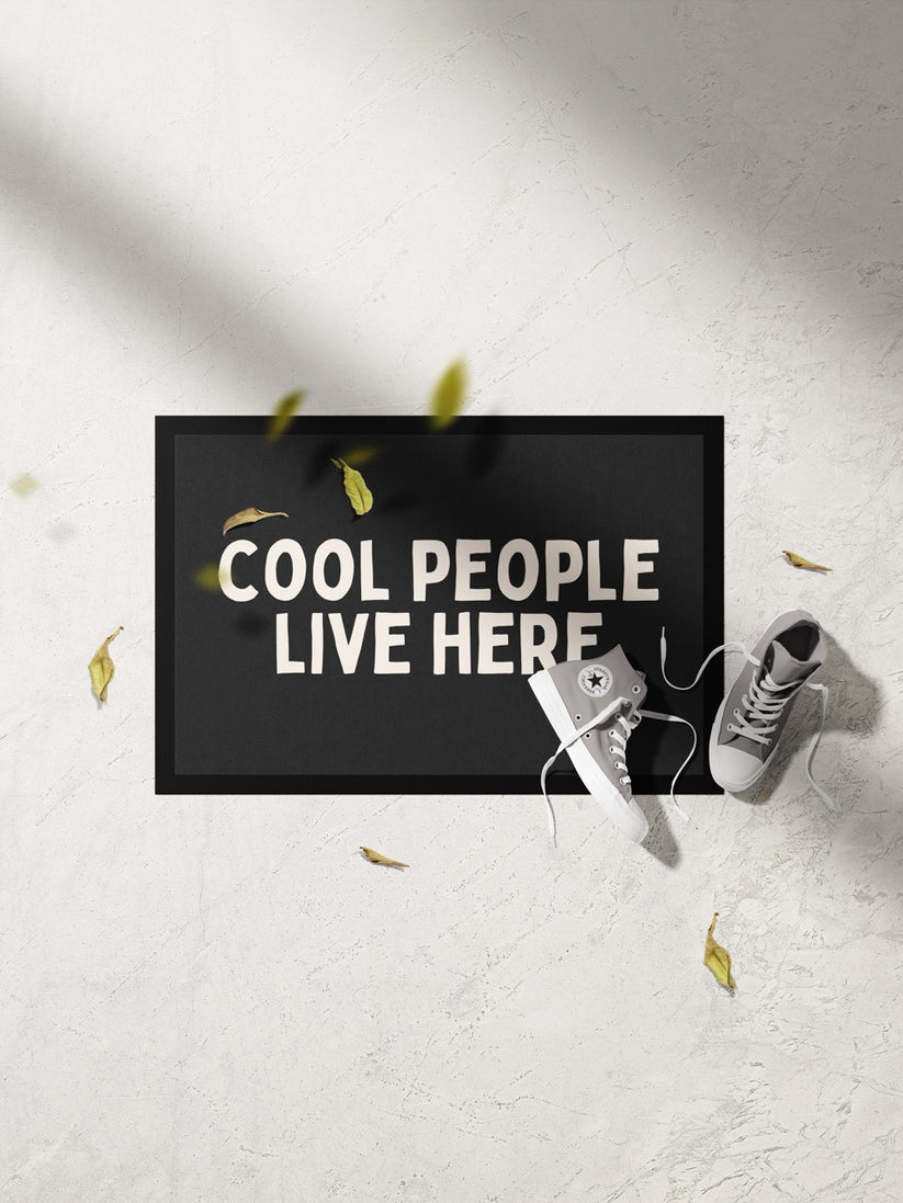 Cool People Live Here | Cream and Charcoal | Indoor Door Mat – Wisdom ...