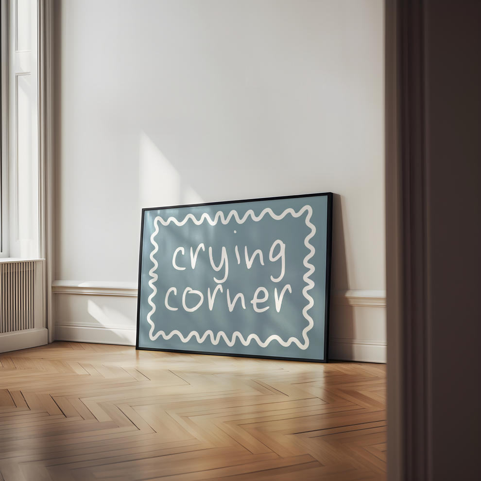 Crying Corner | White and Dusty Blue | Landscape | Art Print – Wisdom ...