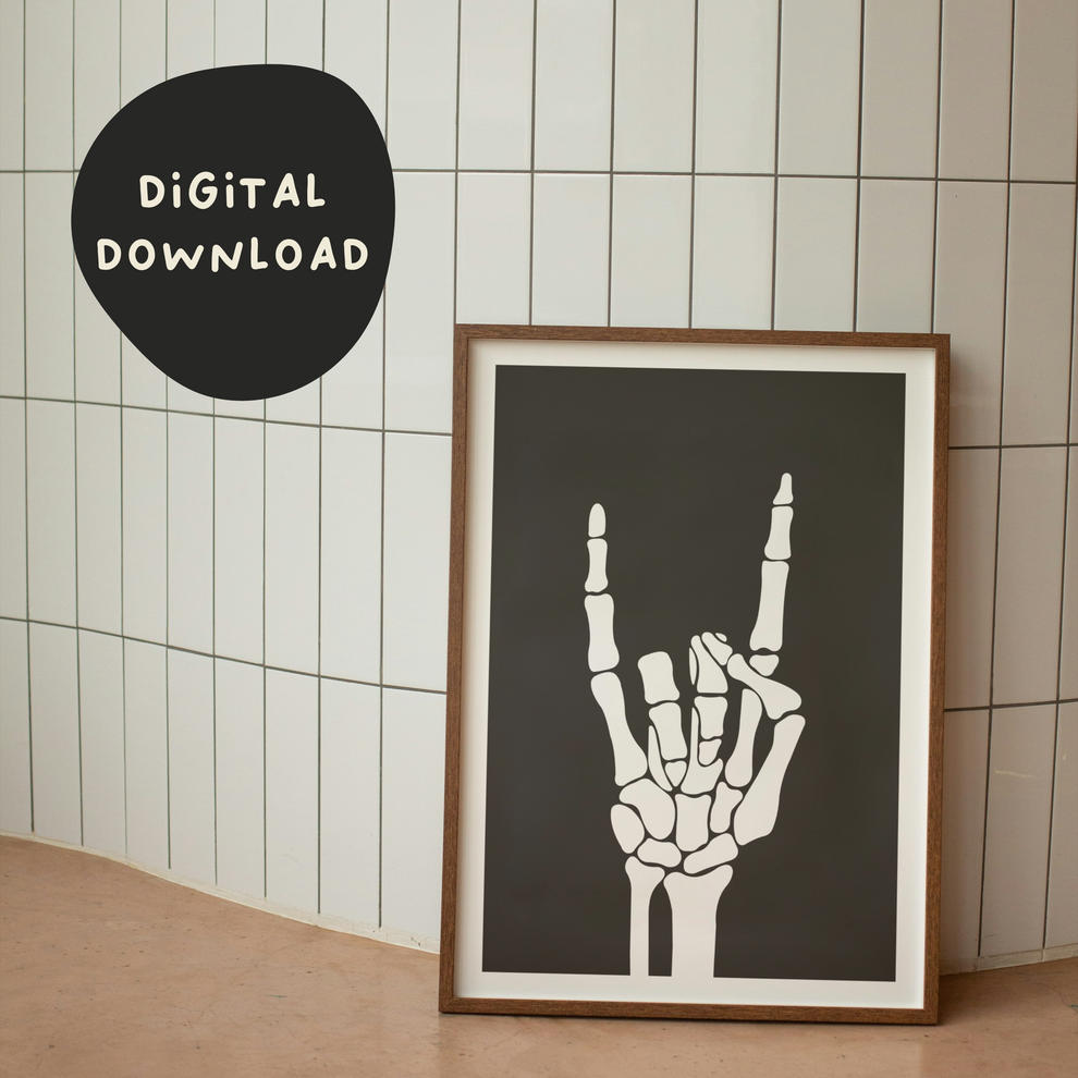 Digital Download | Skeleton Hand | White and Charcoal – Wisdom and ...