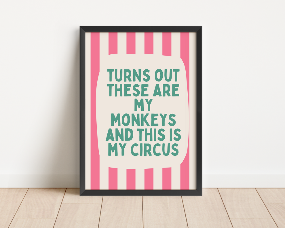 Framed | Turns Out These Are My Monkeys | Watermelon and Teal | Art Pr ...